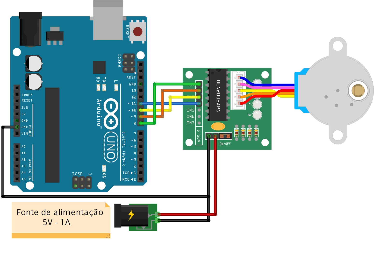 Como acionar motor de passo com Driver ULN2003 e Arduino - Blog da Robótica