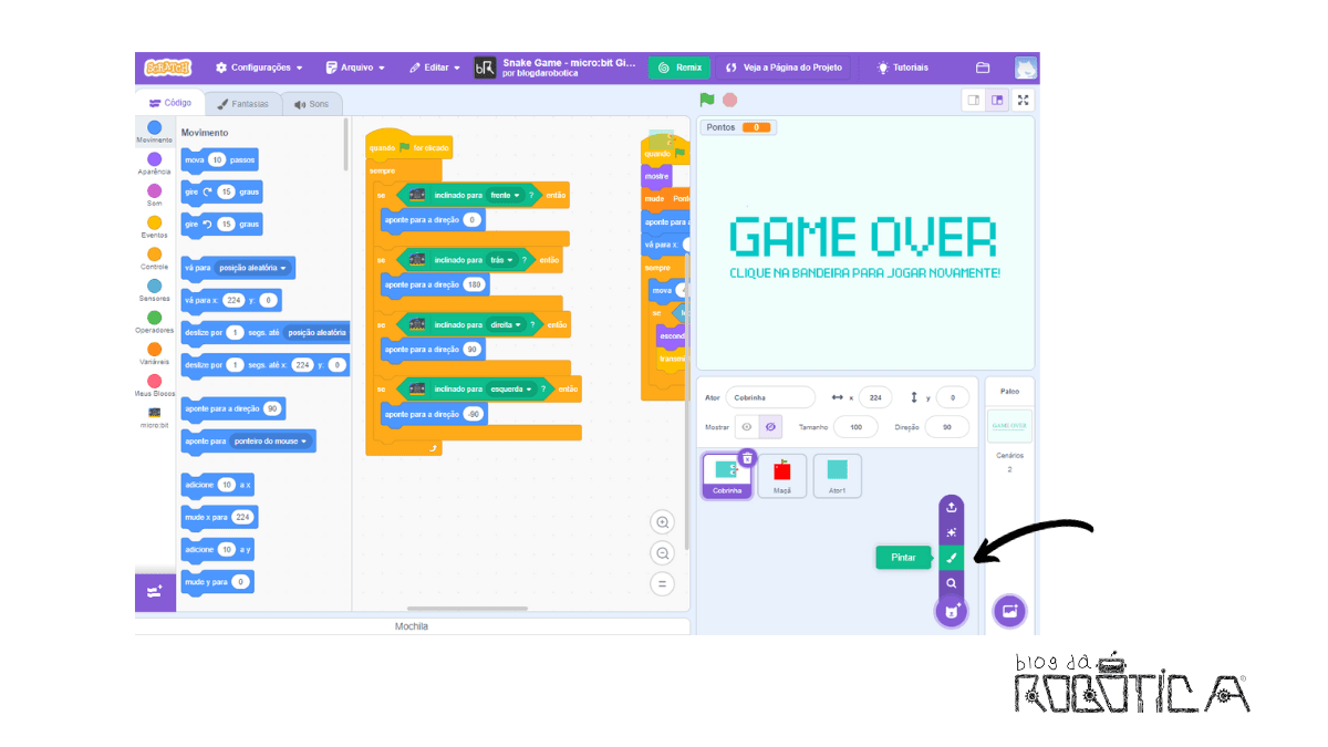 Snake Game / Serpente / Jogo da Cobrinha com Scratch e micro:bit - Blog ...