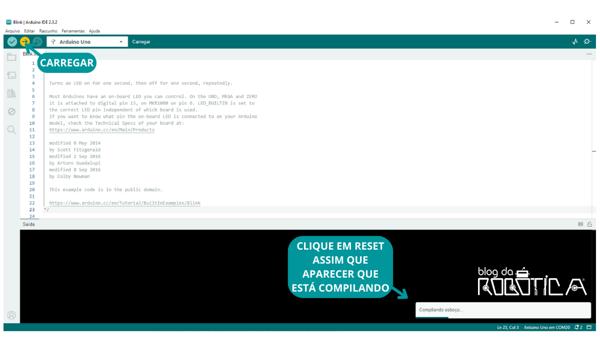 Como programar o Arduino UNO com o Módulo CH340 - Blog da Robótica