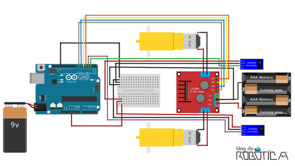 Robô seguidor de linha com Arduino e Kit Chassi 2 rodas 2WD com base de ...