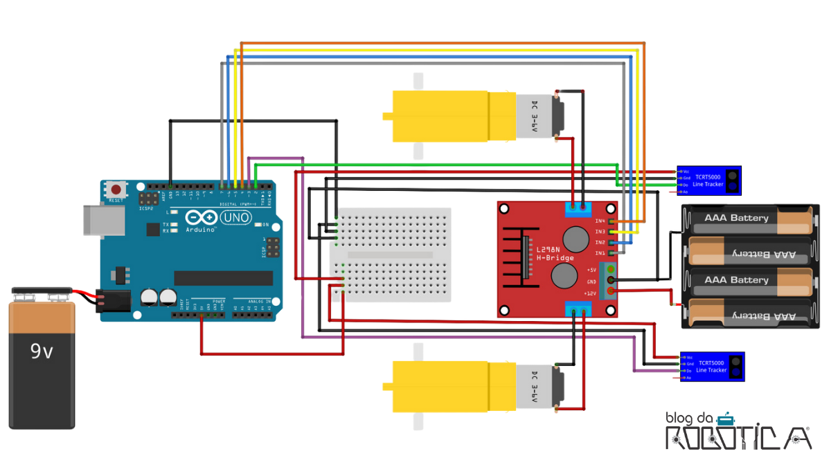 Robô seguidor de linha com Arduino e Kit Chassi 2 rodas 2WD com base de ...