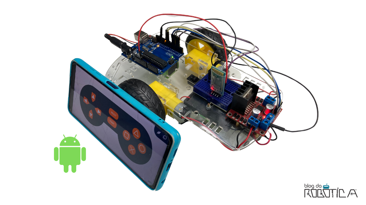 Robô controlado via Bluetooth por celular Android com Arduino e Kit Chassi 2 rodas 2WD com base ...